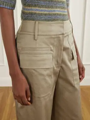 Proenza Schouler White Label Talla Cotton-blend Twill Wide-leg Pants