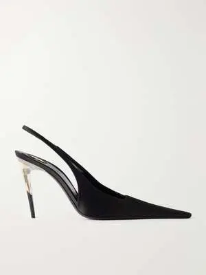 Saint Laurent Goya 95 Crepe Slingback Pumps