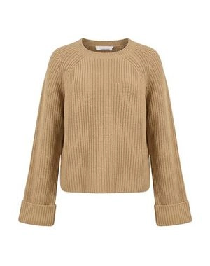 Liviana Conti Virgin Wool Ribbed Sweater - Camel