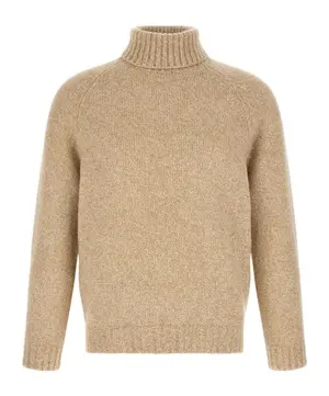 Brunello Cucinelli BRUNELLO CUCINELLI Long-Sleeve Ribbed Knit High-Neck Pullover Sand