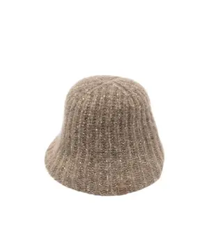 Brunello Cucinelli Sequin-embellished Ribbed-knit Bucket Hat - Brown