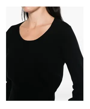 Max Mara Ribbed-knit Scoop-neck Sweater - Black