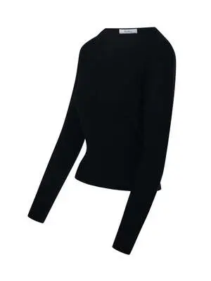 Max Mara Ribbed-knit Scoop-neck Sweater - Black