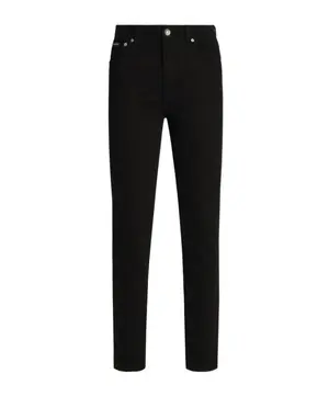 Dolce & Gabbana Logo Plate Stretch Denim Jeans - Black