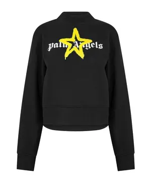 Palm Angels Mockneck Cropped Sweatshirt - Black