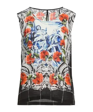 Dolce & Gabbana Sleeveless Floral Top - Ivory