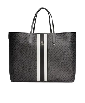 Tommy Hilfiger Colorblock Striped Print Tote Bag - Black