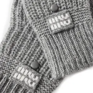 Miu Miu Grey Ribknit Mittens