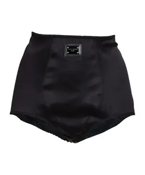 Dolce & Gabbana High-waisted Solid-color Satin Briefs - Black