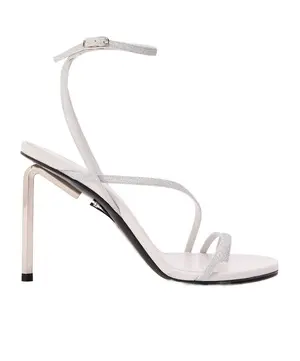 Off-White Toeloop Stiletto Heel Sandals - Silver