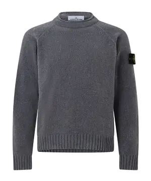 Stone Island Crewneck Sweater With Raglan Sleeves And Iconic Sleeve Badge