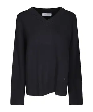 SAMSOE SAMSOE V-neck Knit Top - Black