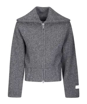 SAMSOE SAMSOE Cropped Knit Zip-up Jacket