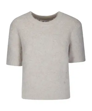 SAMSOE SAMSOE Slightly Cropped Knit T-shirt - Khaki