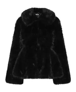 ROTATE BY BIRGER CHRISTENSEN Faux-fur Flared Jacket - Black