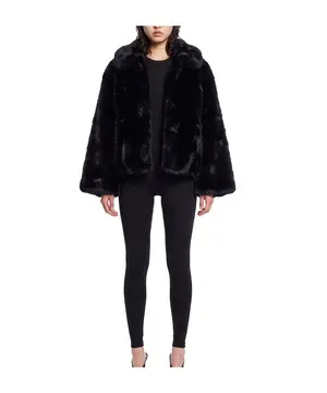 ROTATE BY BIRGER CHRISTENSEN Faux-fur Flared Jacket - Black