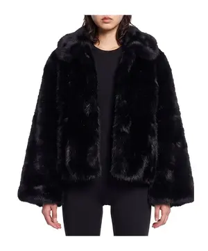 ROTATE BY BIRGER CHRISTENSEN Faux-fur Flared Jacket - Black