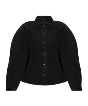 ROTATE BY BIRGER CHRISTENSEN Fitted Denim Shirt Denim - Black