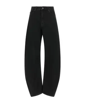 ROTATE BY BIRGER CHRISTENSEN Draped Barrel-leg Jeans Denim - Black