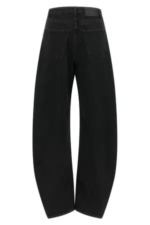 ROTATE BY BIRGER CHRISTENSEN Draped Barrel-leg Jeans Denim