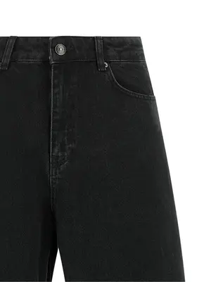ROTATE BY BIRGER CHRISTENSEN Draped Barrel-leg Jeans Denim