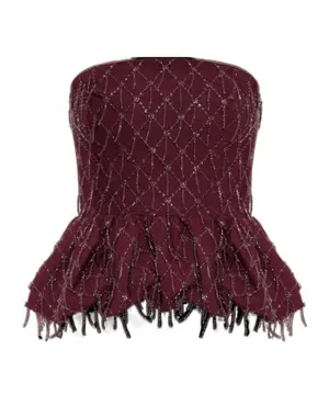 ROTATE BY BIRGER CHRISTENSEN Sequined Embellished Bandeau Top