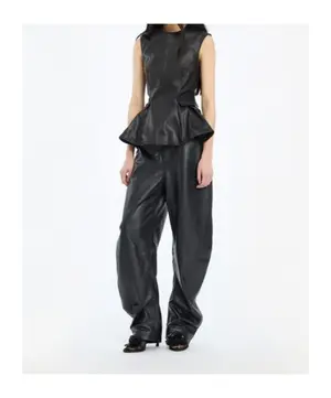 ROTATE BY BIRGER CHRISTENSEN Peplum Leather Vest