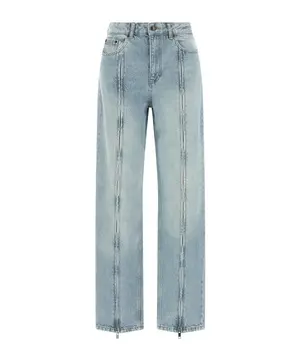 ROTATE BY BIRGER CHRISTENSEN Straight Denim Zip Jeans Ligh - Blue