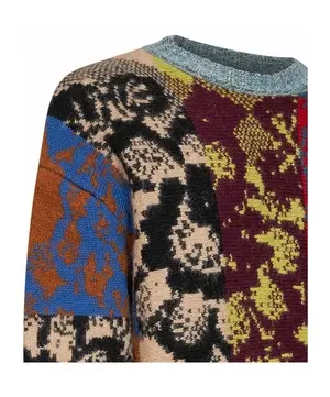 Dries Van Noten Patchwork Jacquard Long-sleeved Sweater - Multi-color
