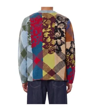 Dries Van Noten Patchwork Jacquard Long-sleeved Sweater - Multi-color