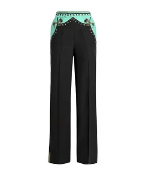 Etro Straight-leg Silk Trousers With Placed Jewellery Print - Black