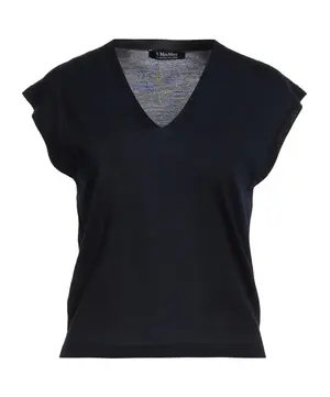 Max Mara Solid-color Knit V-neck Short Sleeve - Blue
