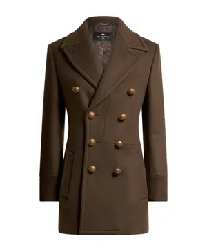 Etro Long Double-breasted Wool-blend Cloth Jacket - Brown