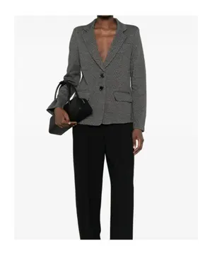 Emporio Armani Single-breasted Jacket In A Herringbone Knit Pattern