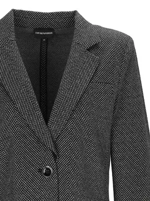Emporio Armani Single-breasted Jacket In A Herringbone Knit Pattern