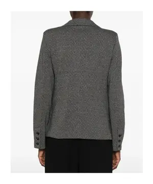 Emporio Armani Single-breasted Jacket In A Herringbone Knit Pattern