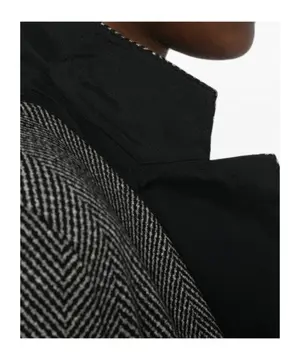 Emporio Armani Single-breasted Jacket In A Herringbone Knit Pattern