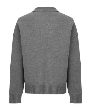 AMI Paris Knitted Polo Shirt - Grey