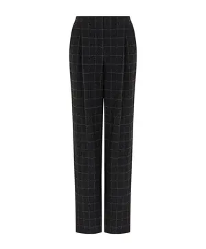 Emporio Armani Windowpane Plaid Tailored Trousers - Grey