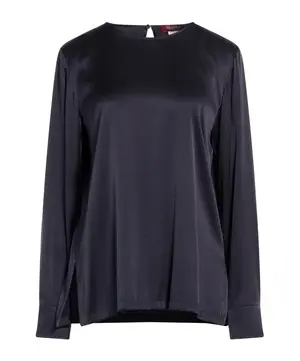 Max Mara Solid-colored Satin Long-sleeve Top - Blue