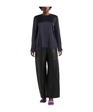 Max Mara Solid-colored Satin Long-sleeve Top