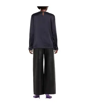 Max Mara Solid-colored Satin Long-sleeve Top