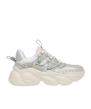Steve Madden Silverwhite Rhinestoneembellished Chunky Sneakers