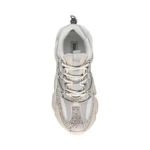 Steve Madden Silverwhite Rhinestoneembellished Chunky Sneakers