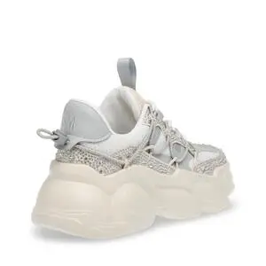 Steve Madden Silverwhite Rhinestoneembellished Chunky Sneakers