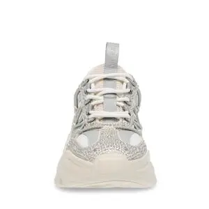 Steve Madden Silverwhite Rhinestoneembellished Chunky Sneakers
