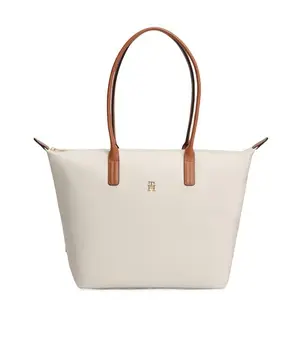 Tommy Hilfiger Solid Color Tote Bags - Nude