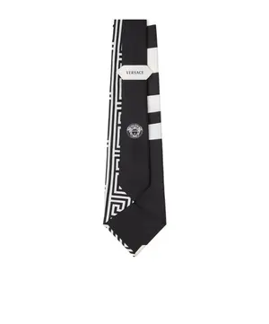 Versace Printed Silk Twill Tie - Black