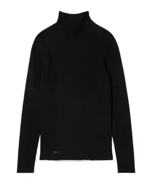 Lacoste Ribbed Mockneck Knit Sweater - Black
