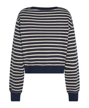 Tommy Hilfiger Striped Cropped Crewneck Sweatshirt